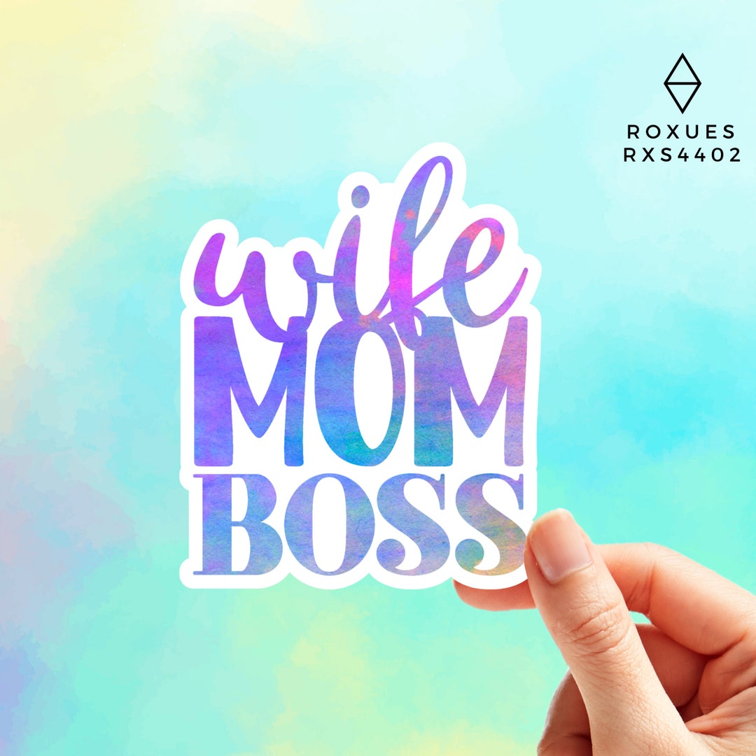 Wife Mom Boss Sticker, Vinyl Sticker, Laptop Sticker, MacBook Decal ...