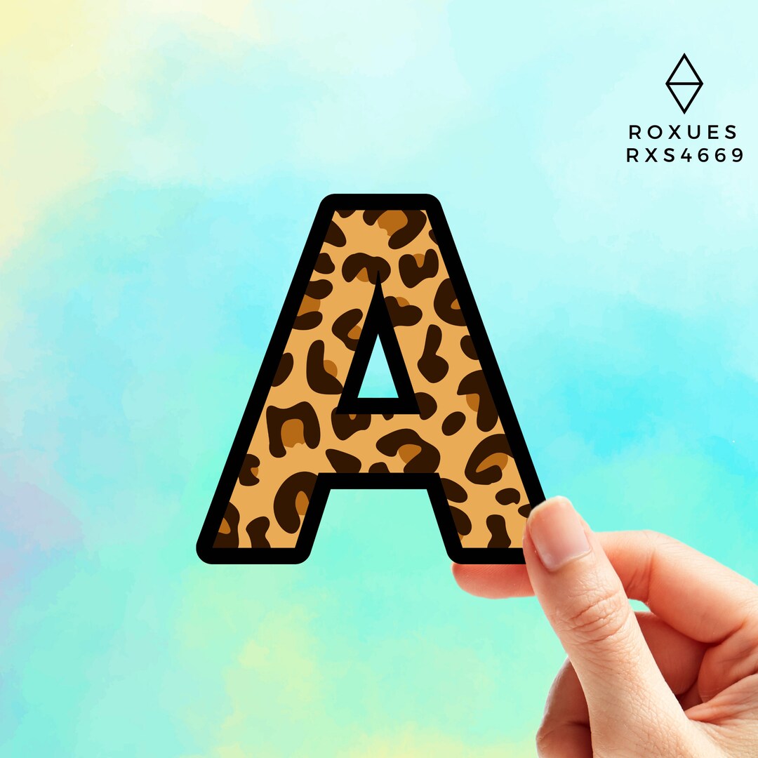 Leopard Print Letter A Sticker, Water Bottle Sticker, Laptop Sticker ...