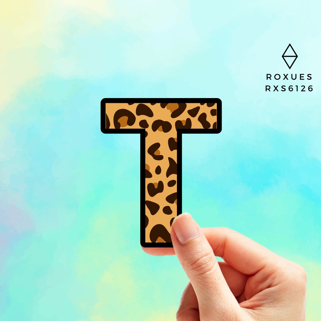 Leopard Print Letter T Sticker, Water Bottle Sticker, Laptop Sticker ...