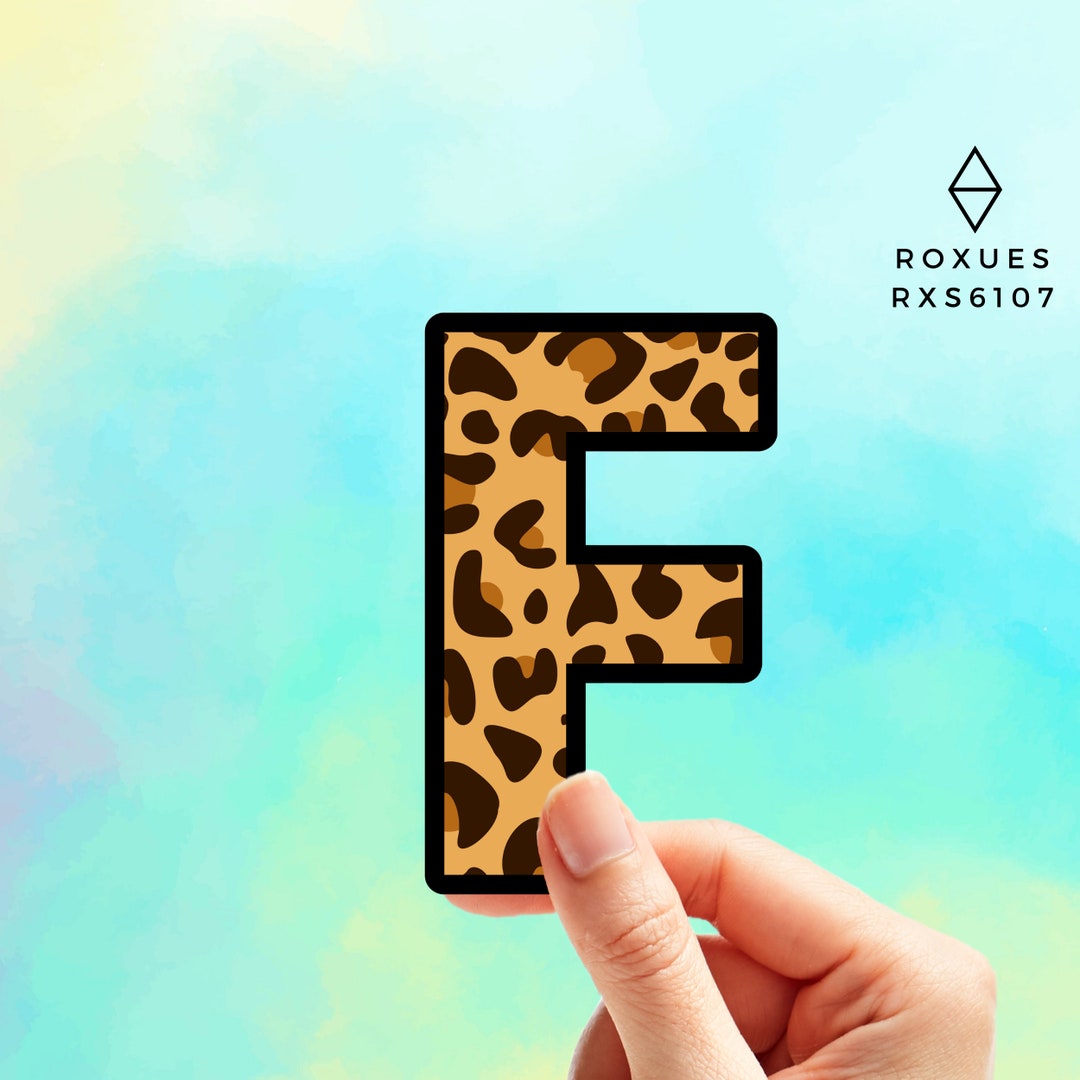 Leopard Print Letter F Sticker, Water Bottle Sticker, Laptop Sticker ...