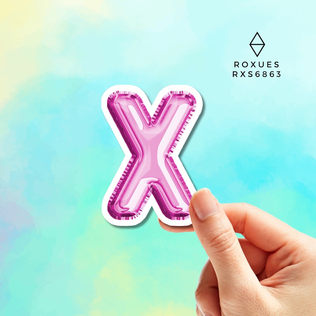 Foil Balloon Letter X Sticker, Water Bottle Sticker, Laptop Sticker ...