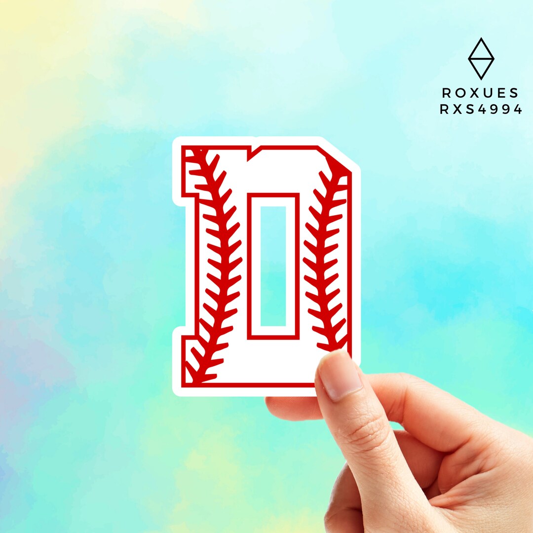Baseball Letter D Sticker, Water Bottle Sticker, Laptop Sticker, Name ...