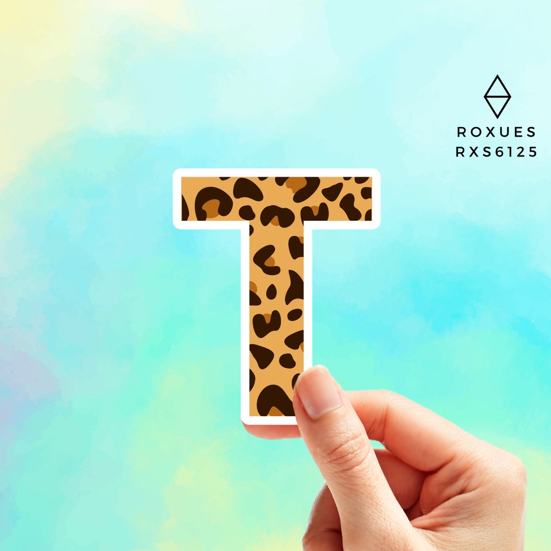 Leopard Print Letter T Sticker, Water Bottle Sticker, Laptop Sticker ...