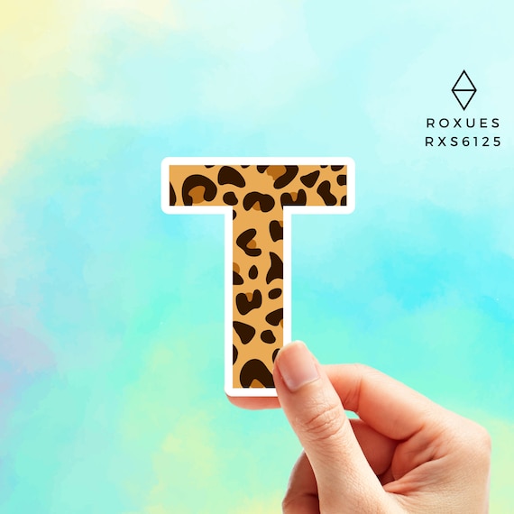 Leopard Print Letter T Sticker Water Bottle Sticker Laptop | Etsy