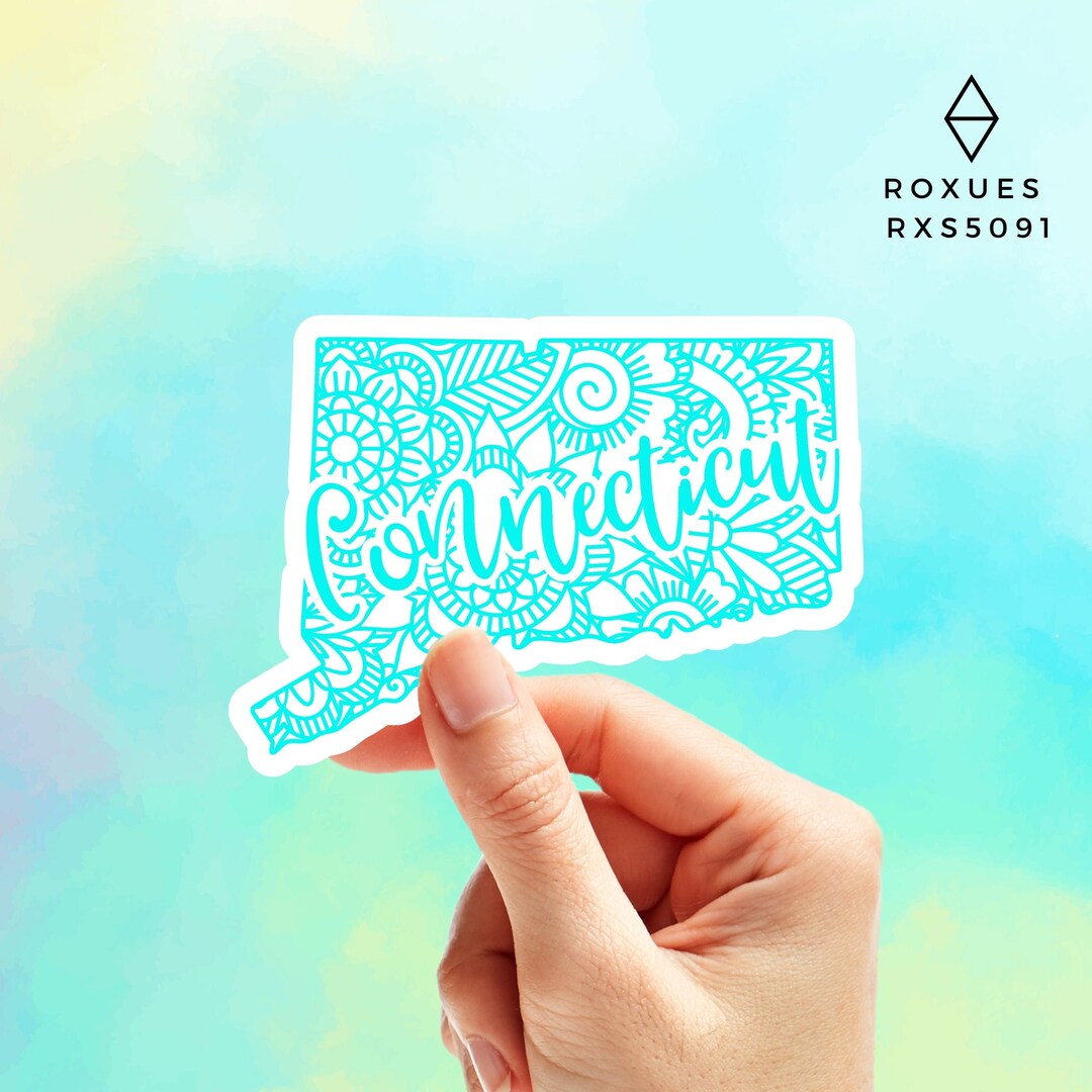 Mandala Connecticut State Sticker Connecticut Outline Travel Sticker ...