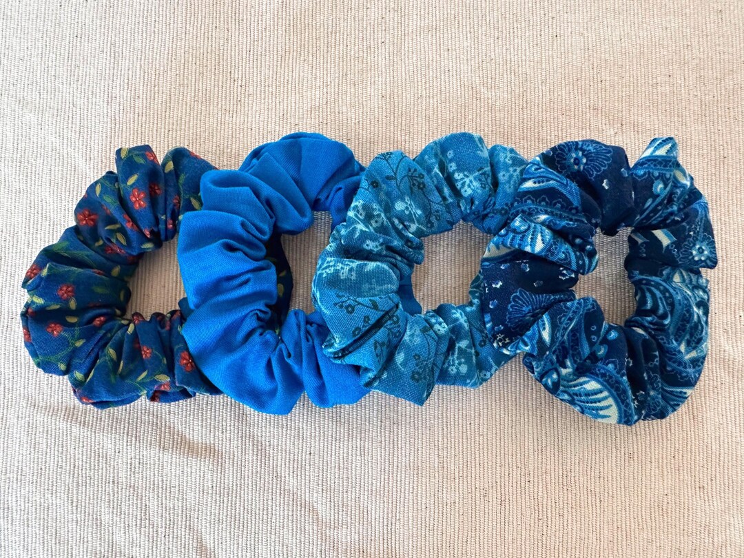 Floral & Paisley Blue Scrunchie Set | Cotton Scrunchies | Hair Ties ...