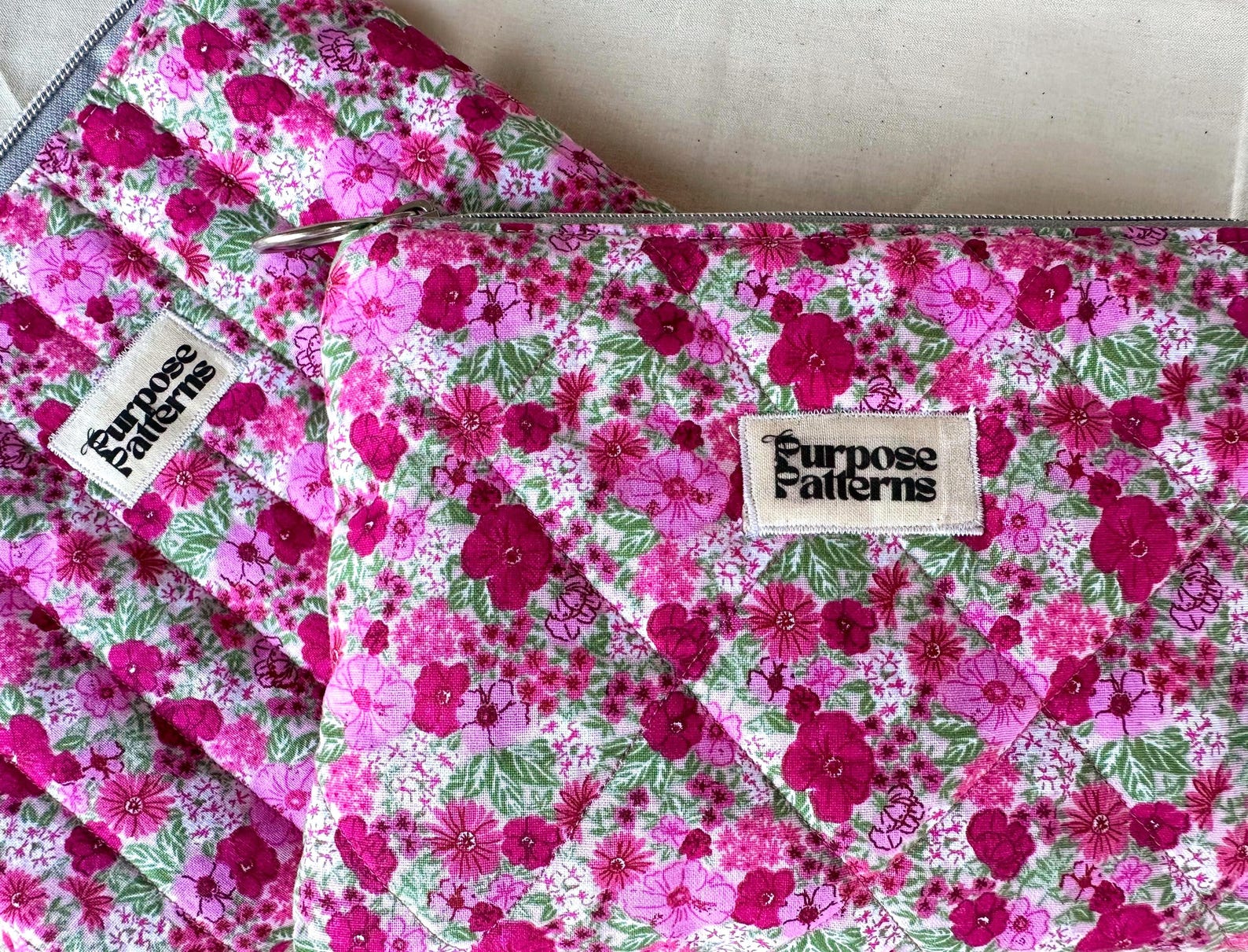 Pink Floral Pouch | Cotton Pouch | Floral Zipper Pouch | Handmade ...