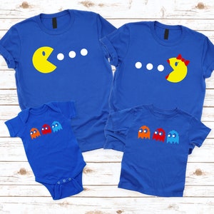 Pac-man Retro Gaming Style Themed Family T-shirts | Matching Family ...