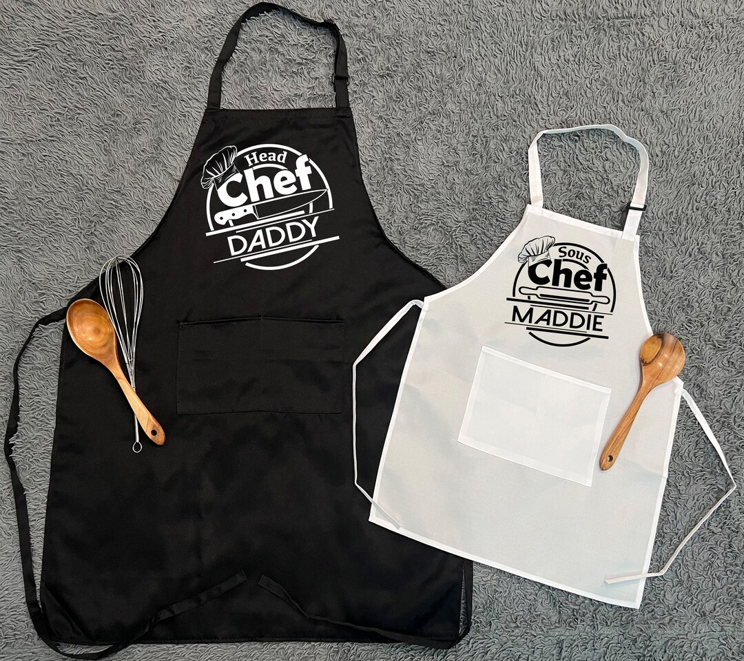 PERSONALIZED Head Chef & Sous Chef Matching Aprons W/pockets | Mom and ...