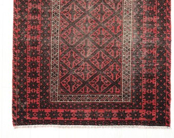 3x6 Red Pictorial Vintage Accent Rug, Oriental Turkish Anatolian Rug ...