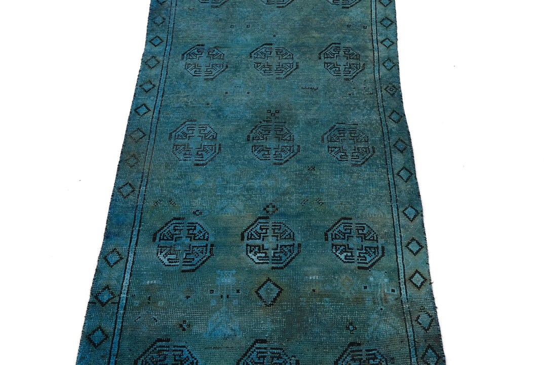3x6 Blue Distressed Tribal Vintage Accent Rug, Oriental Turkish ...