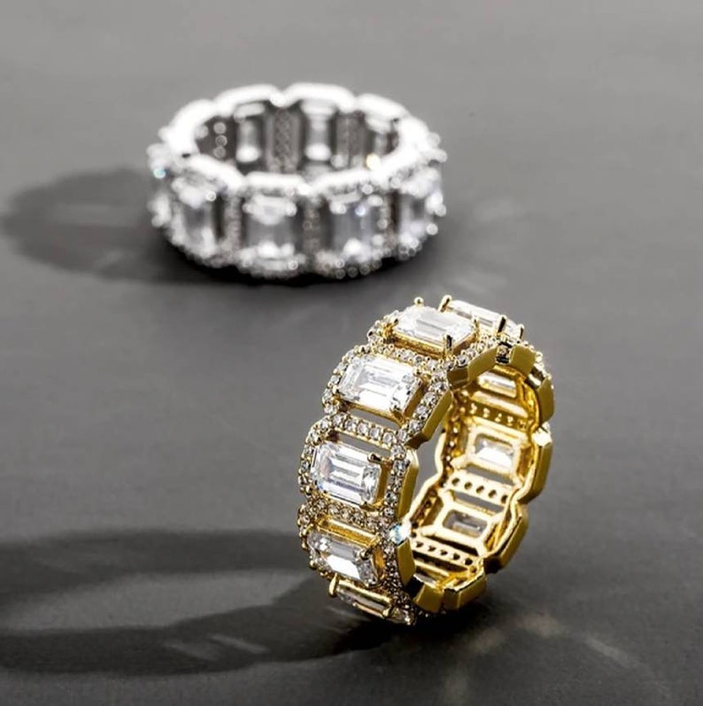 Emerald Cut Ring Sterling Silver Ring Unique Thick Stacking - Etsy