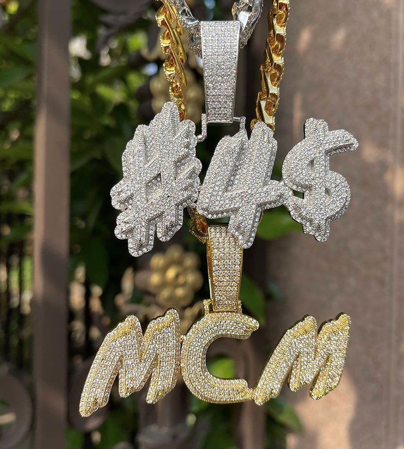 Moissanite Diamond Hip Hop Custom Iced Out Pendent With 8MM CUBAN CHAIN ...