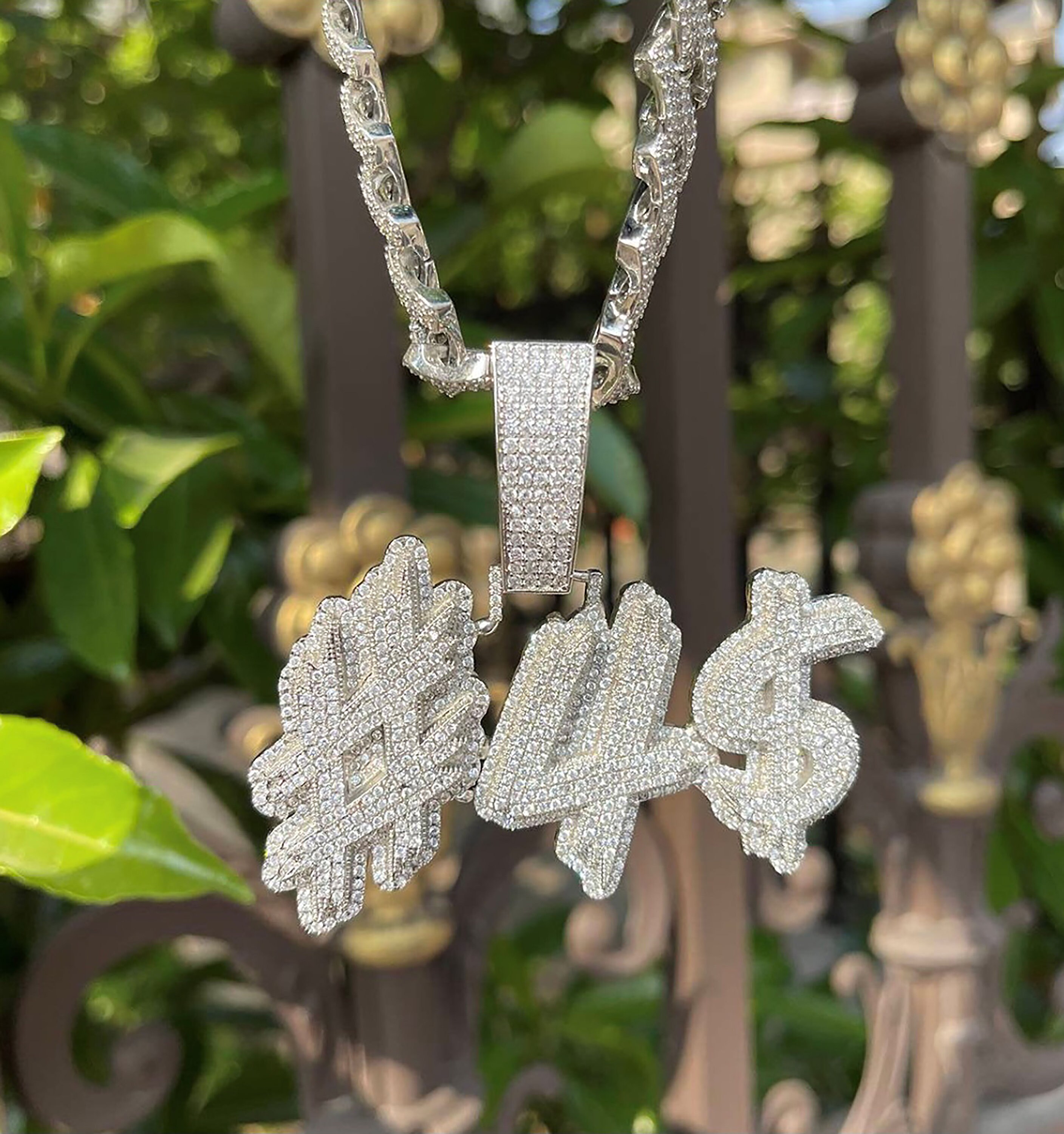 Moissanite Diamond Hip Hop Custom Iced Out Pendent With 8MM CUBAN CHAIN ...