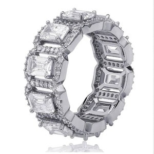 Emerald Cut Ring Sterling Silver Ring Unique Thick Stacking - Etsy