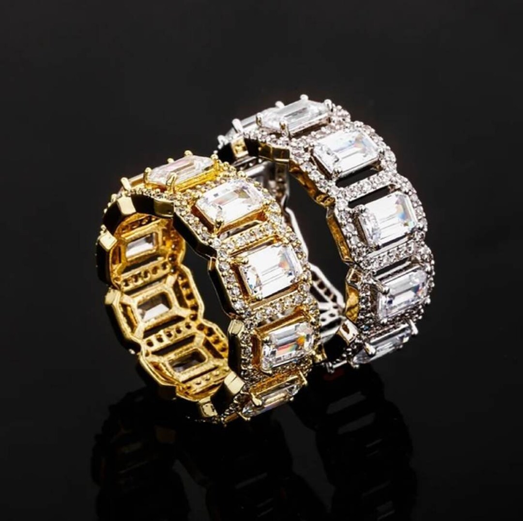 Emerald Cut Ring Sterling Silver Ring Unique Thick Stacking - Etsy