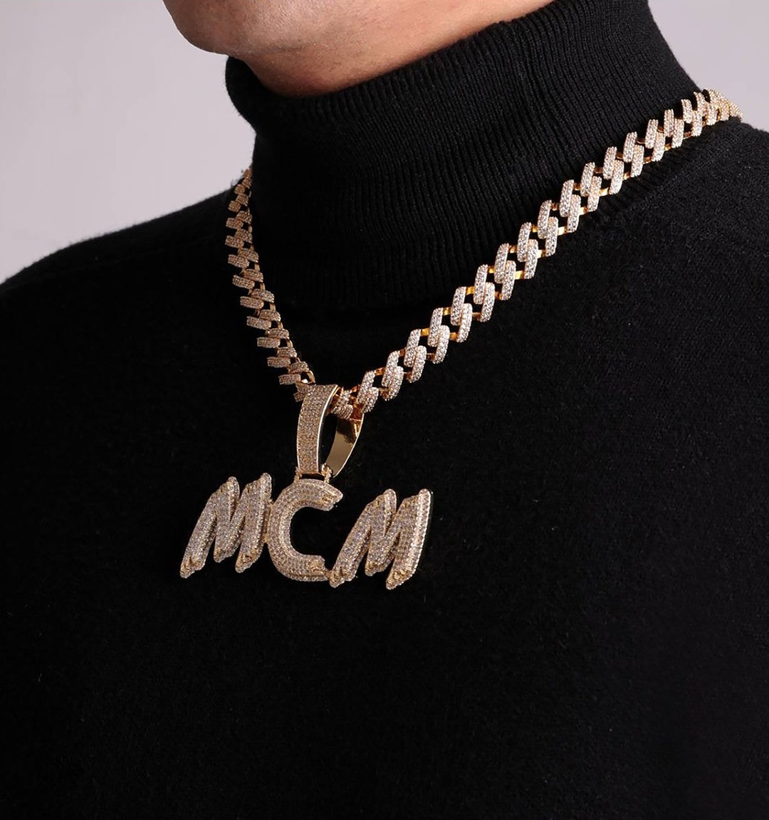 Moissanite Diamond Hip Hop Custom Iced Out Pendent With 8MM CUBAN CHAIN ...