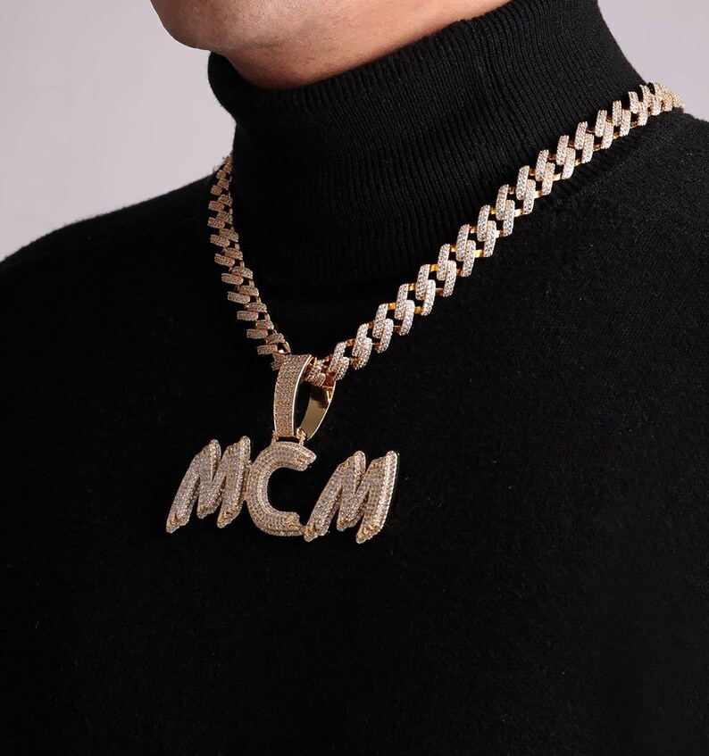 Moissanite Diamond Hip Hop Custom Iced Out Pendent With 8MM CUBAN CHAIN ...