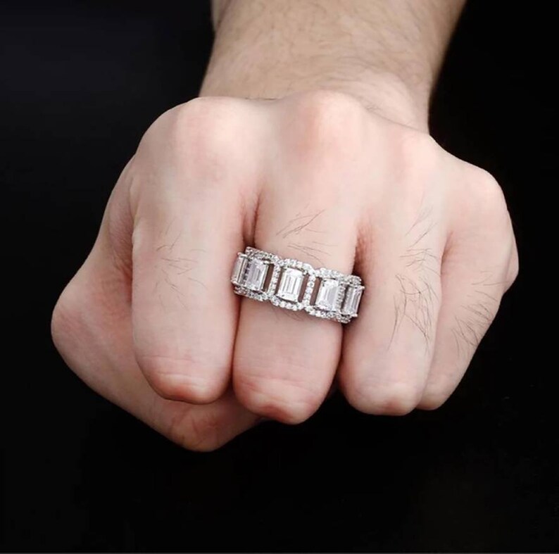 Emerald Cut Ring Sterling Silver Ring Unique Thick Stacking - Etsy