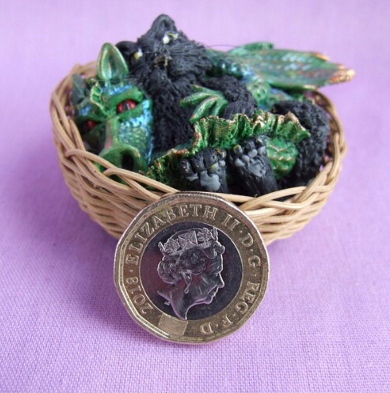 Dollhouse Miniature Dragon and Cat by Artist Alexandra Blythe - Etsy