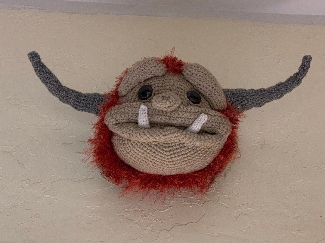 Giant Crochet Monster Head Trophy for Wall Halloween Decor Spooky ...