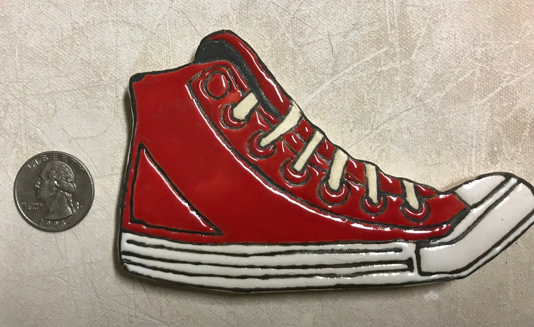 Handmade Ceramic Mosaic Tile Red Converse Sneaker - Etsy