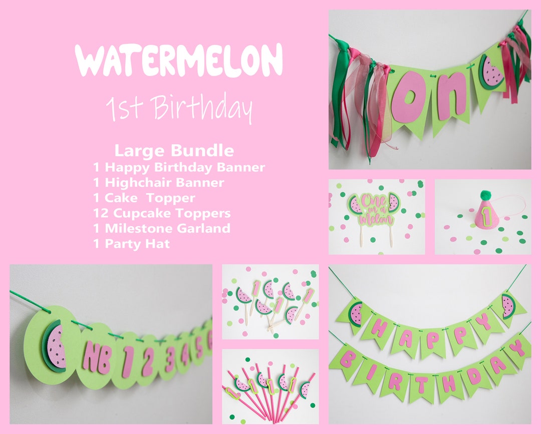 WATERMELON 1st Birthday Party Bundles | One in a Melon | Pink ...