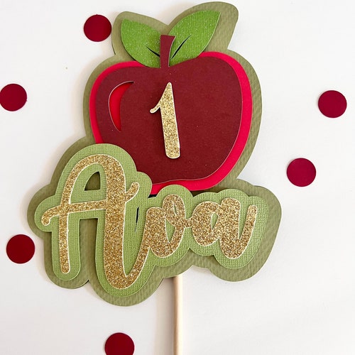 Apple Birthday Cake Topper Apple Cake Topper Birthday Cake - Etsy