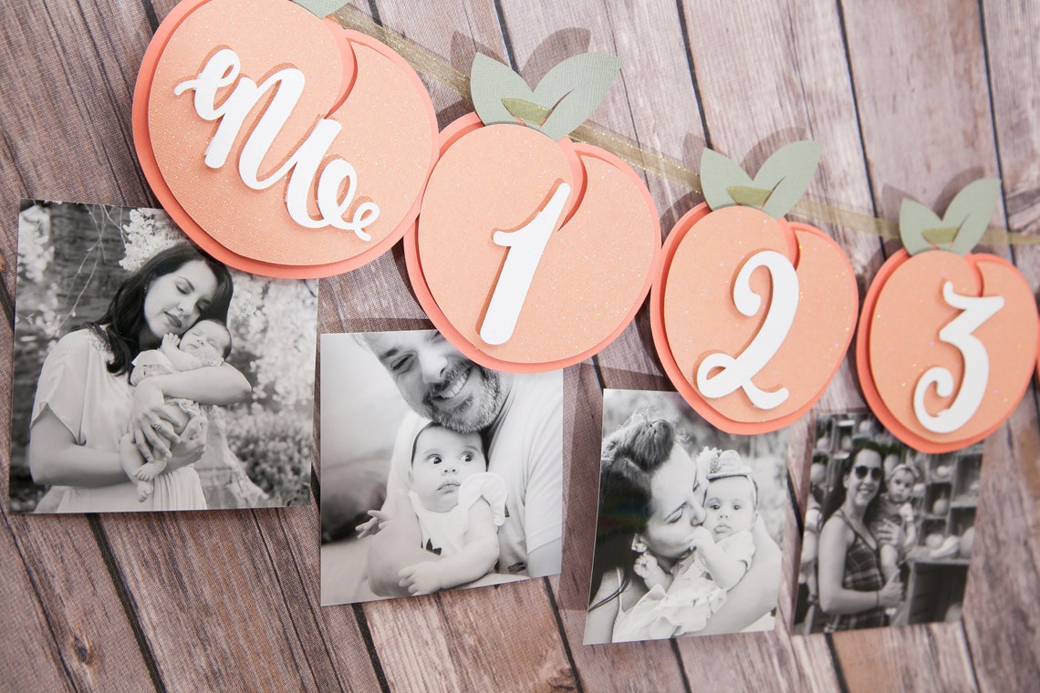 PEACH Birthday Decor Sweet as a Peach Photo Banner 1st | Etsy