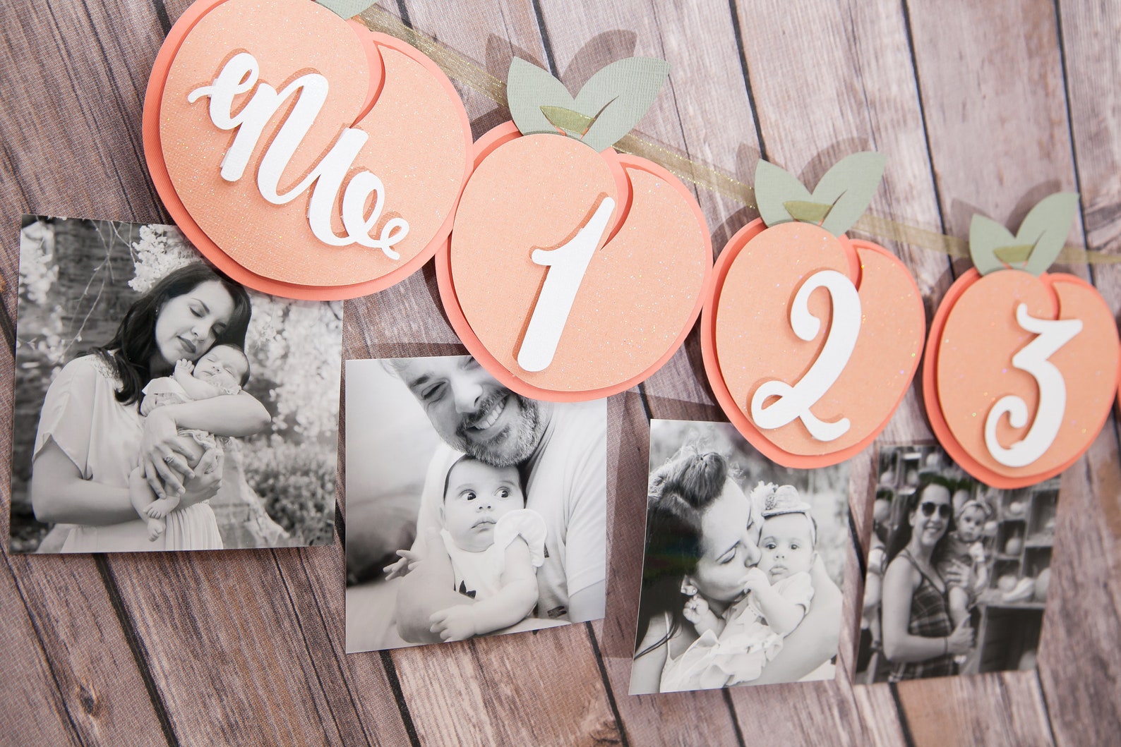 PEACH Birthday Decor Sweet as a Peach Photo Banner 1st | Etsy
