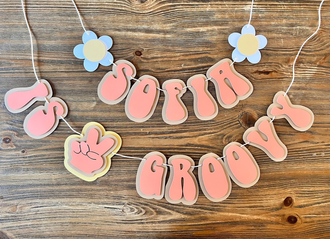TWO GROOVY Birthday Decor + Name - Etsy