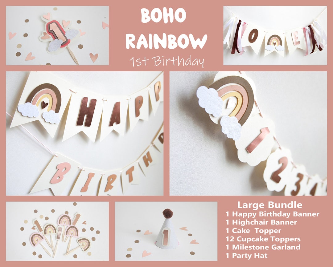 Boho Rainbow Theme Decor 1st Birthday Rainbow Party Bundles - Etsy