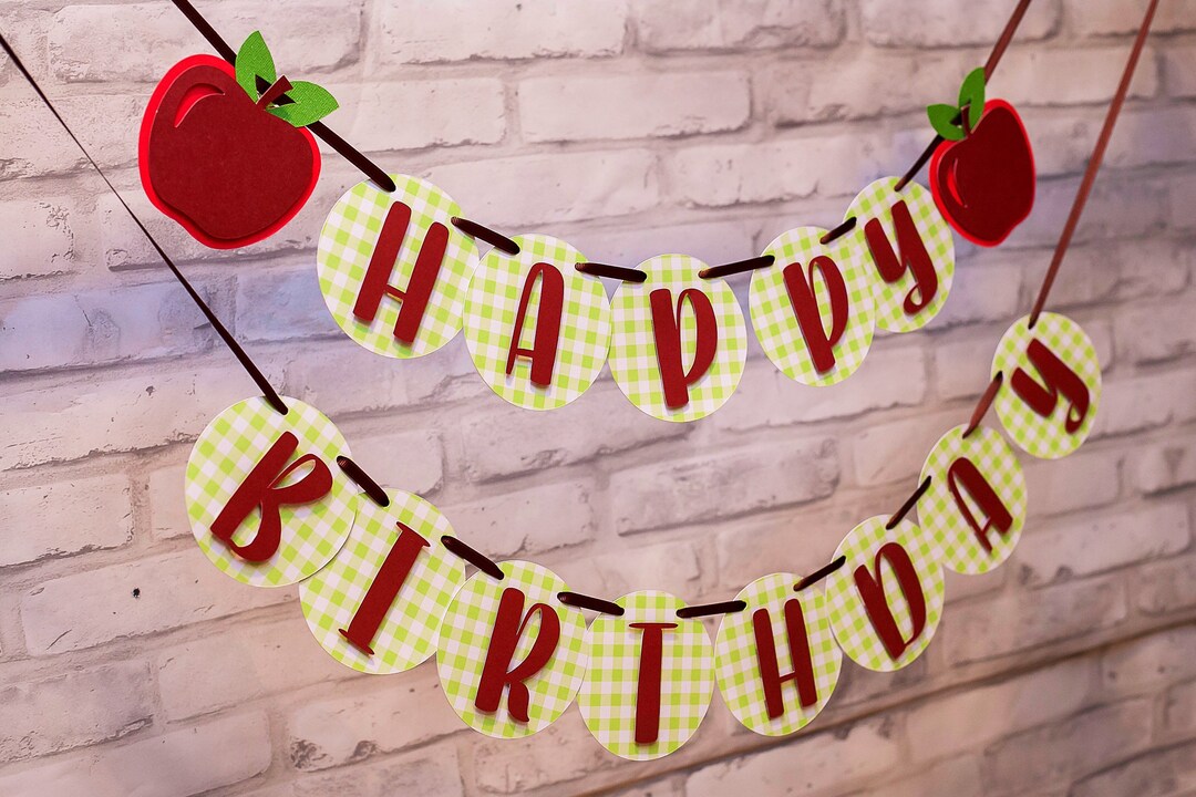 APPLE Birthday Party Apple Theme Birthday Picnic Style Apple Banner ...