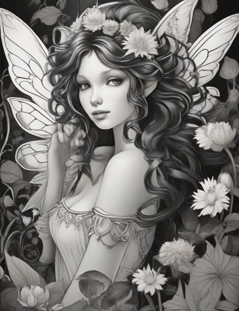 20 Christmas Fairy Coloring Pages for Kids and Adults. - Etsy