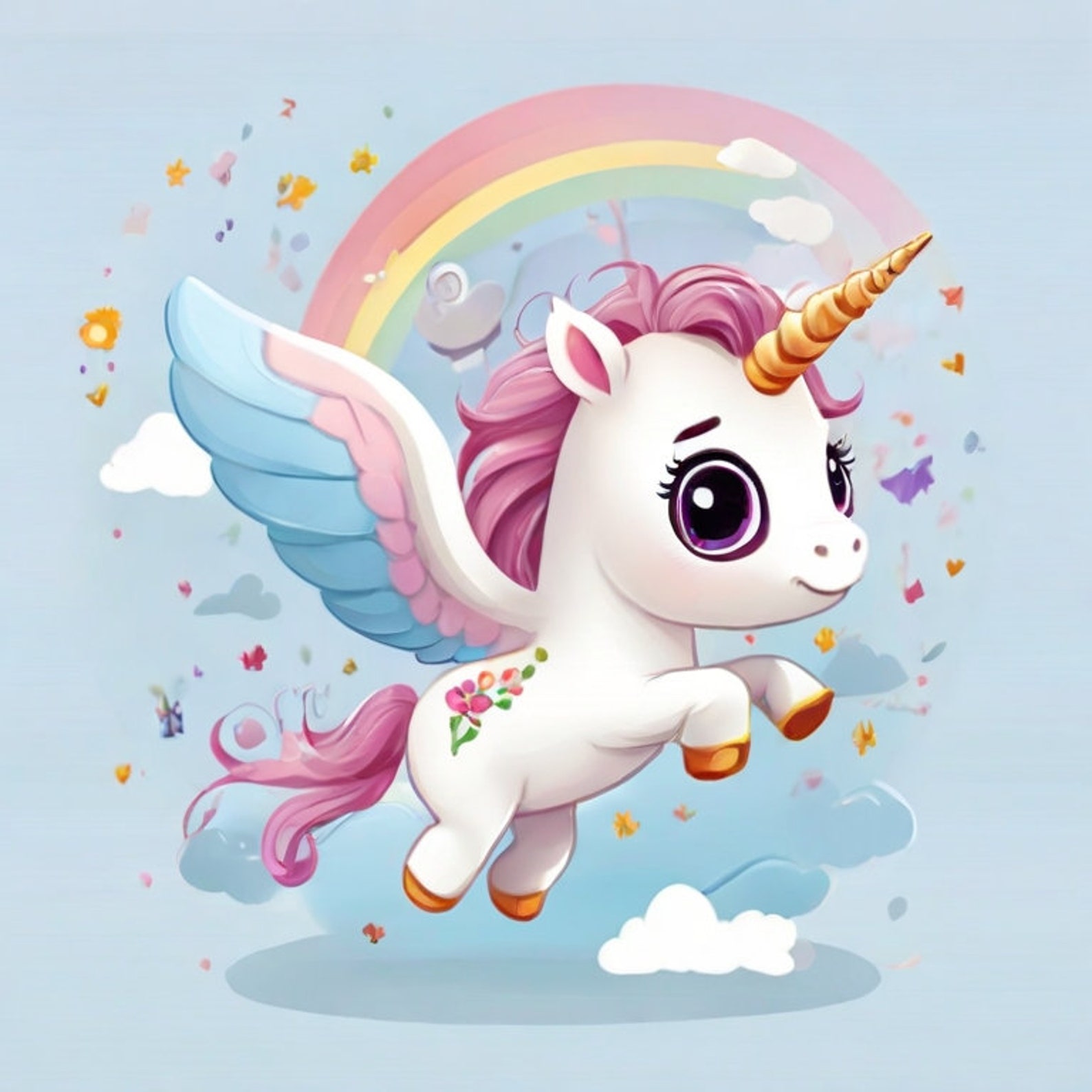 10 Unicorn Clipart, Cute Pastel Unicorn PNG and Jpeg, Rainbow Colour ...
