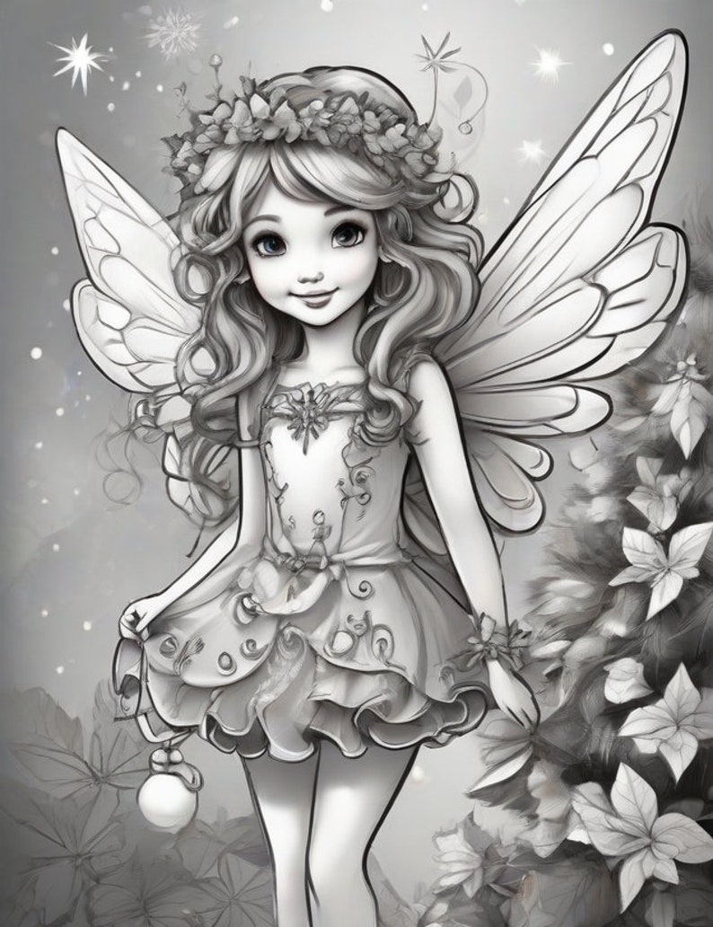 20 Christmas Fairy Coloring Pages for Kids and Adults. - Etsy