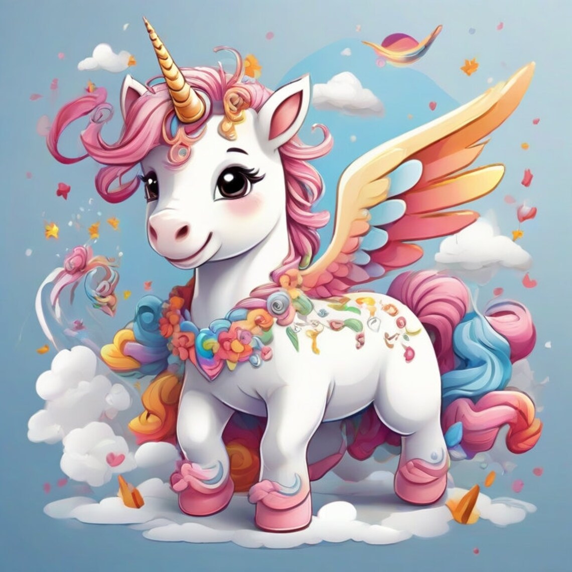 10 Unicorn Clipart, Cute Pastel Unicorn PNG and Jpeg, Rainbow Colour ...