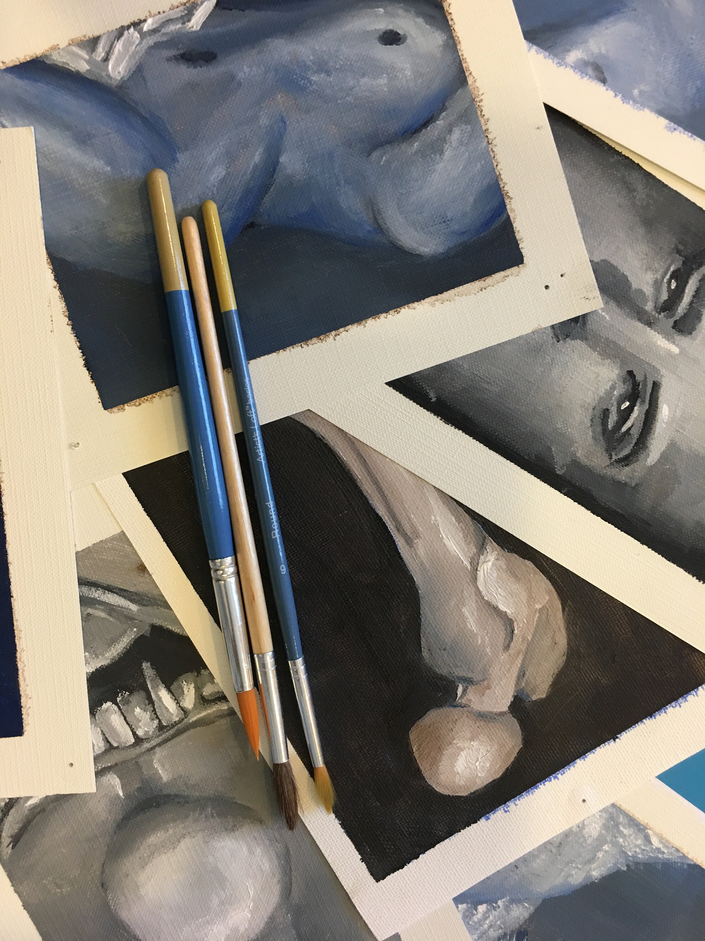 Painting oil Figure Study 1 Male Face Black and White Grey Tones Small ...