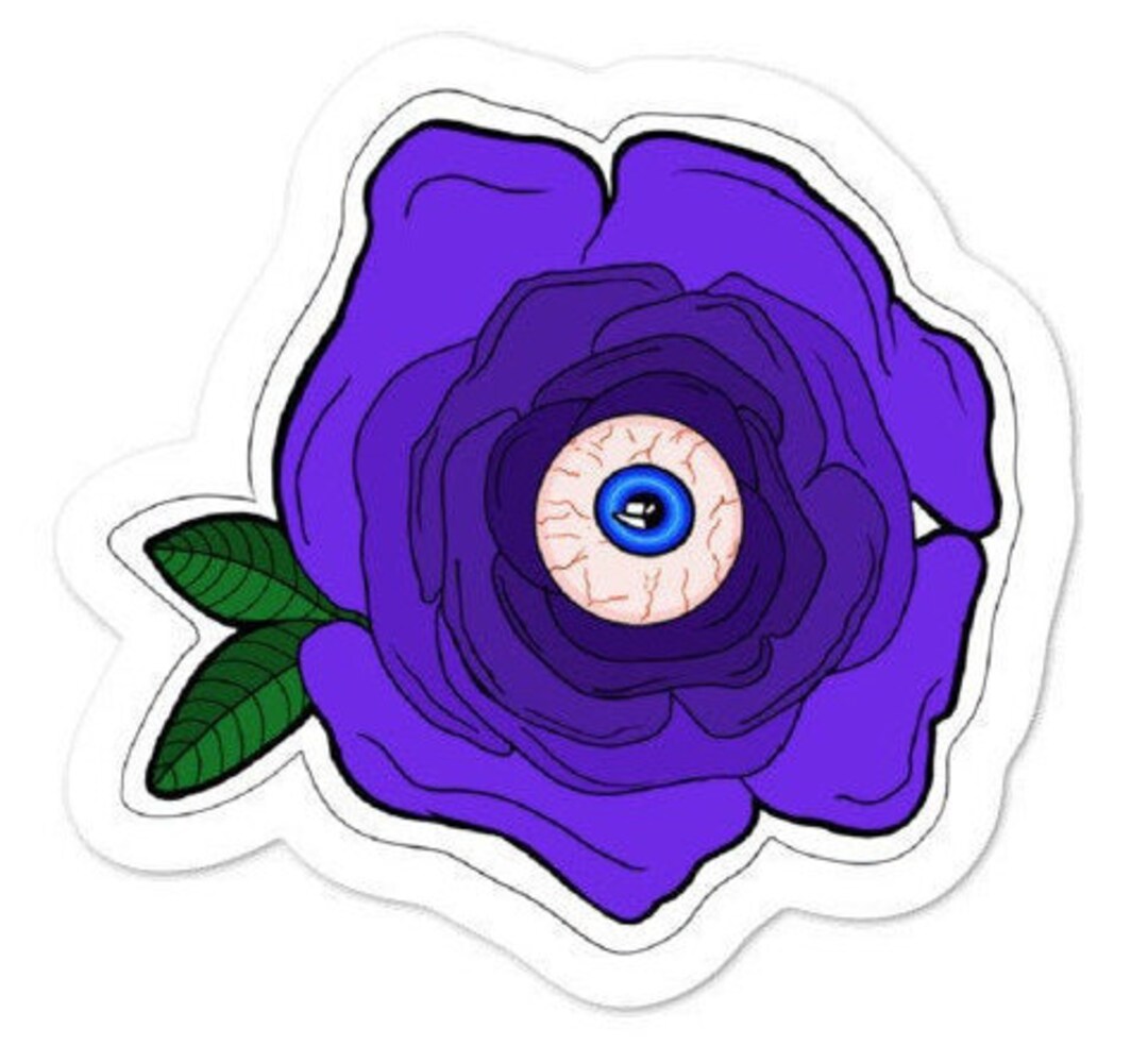Vinyl Sticker | "eyeball Rose" Sticker | Eyeball | Nature | Black and ...