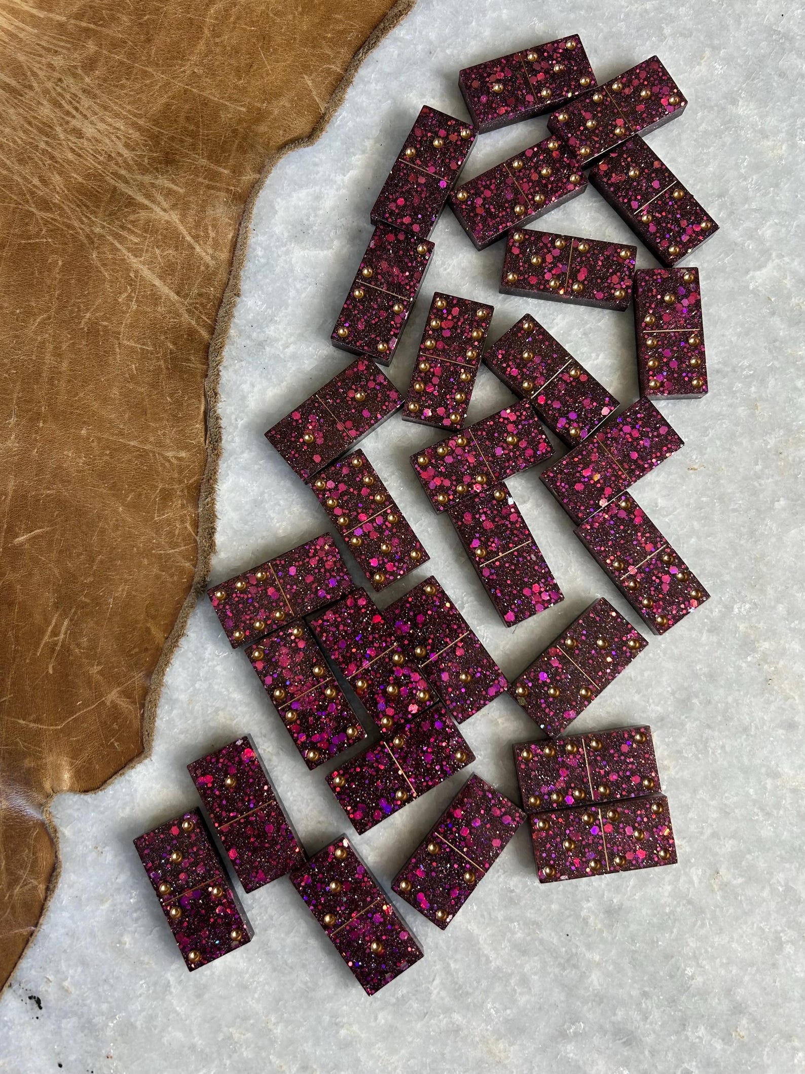 Resin Pink, Chunky Glittered Dominoes. Standard Double Six Gift Set. - Etsy