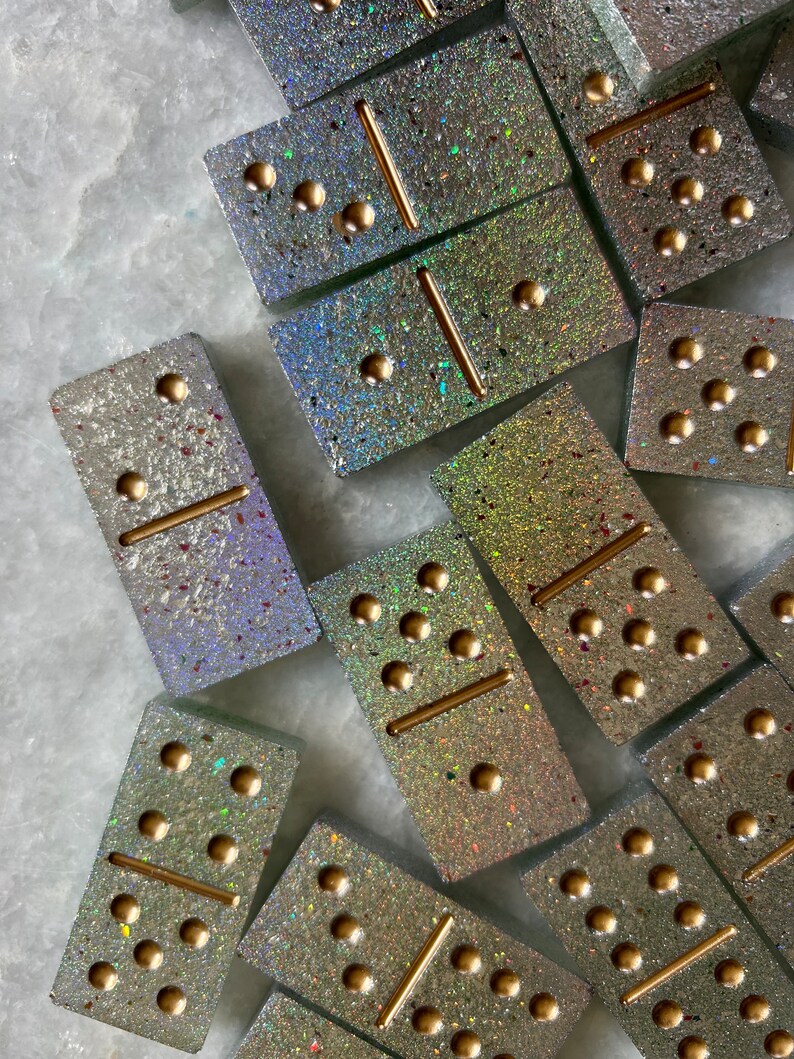 Resin Silver Translucent, Holographic Glittered Dominoes. Standard ...