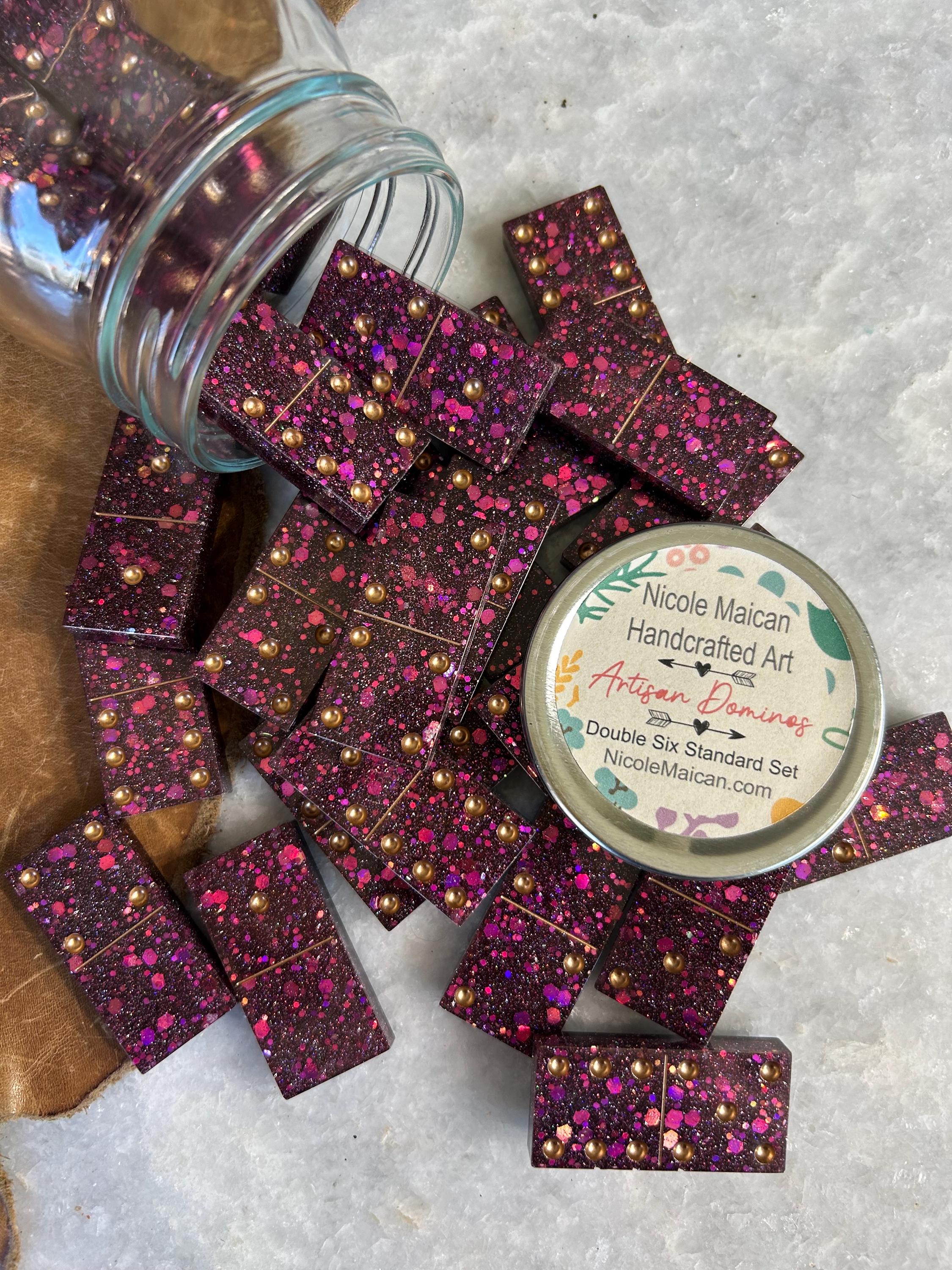 Resin Pink, Chunky Glittered Dominoes. Standard Double Six Gift Set. - Etsy