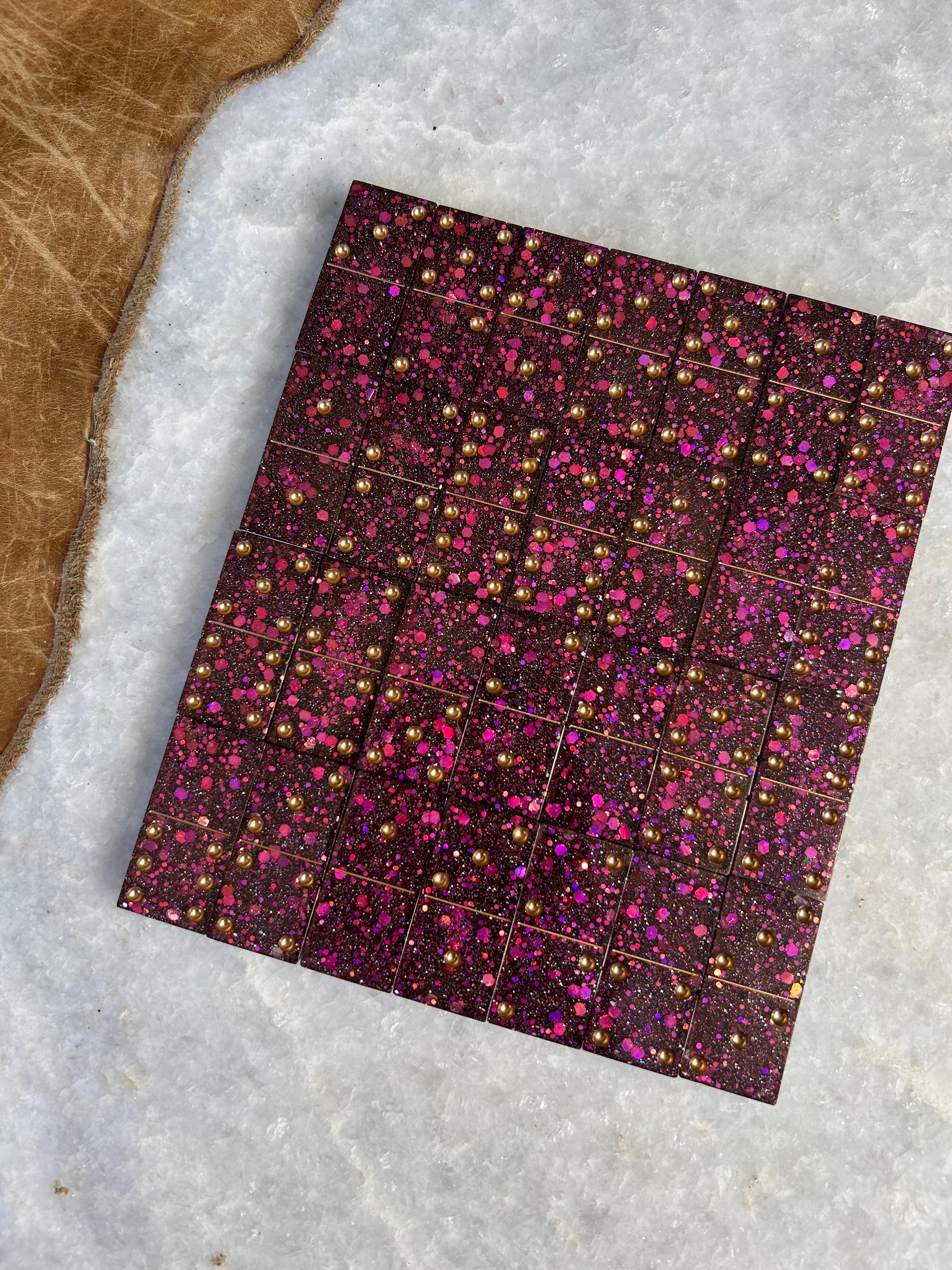 Resin Pink, Chunky Glittered Dominoes. Standard Double Six Gift Set. - Etsy