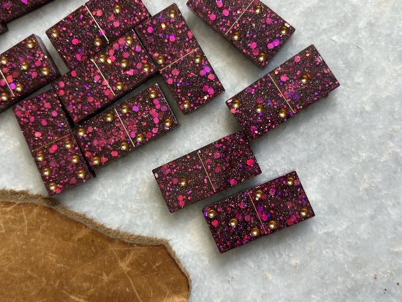 Resin Pink, Chunky Glittered Dominoes. Standard Double Six Gift Set. - Etsy