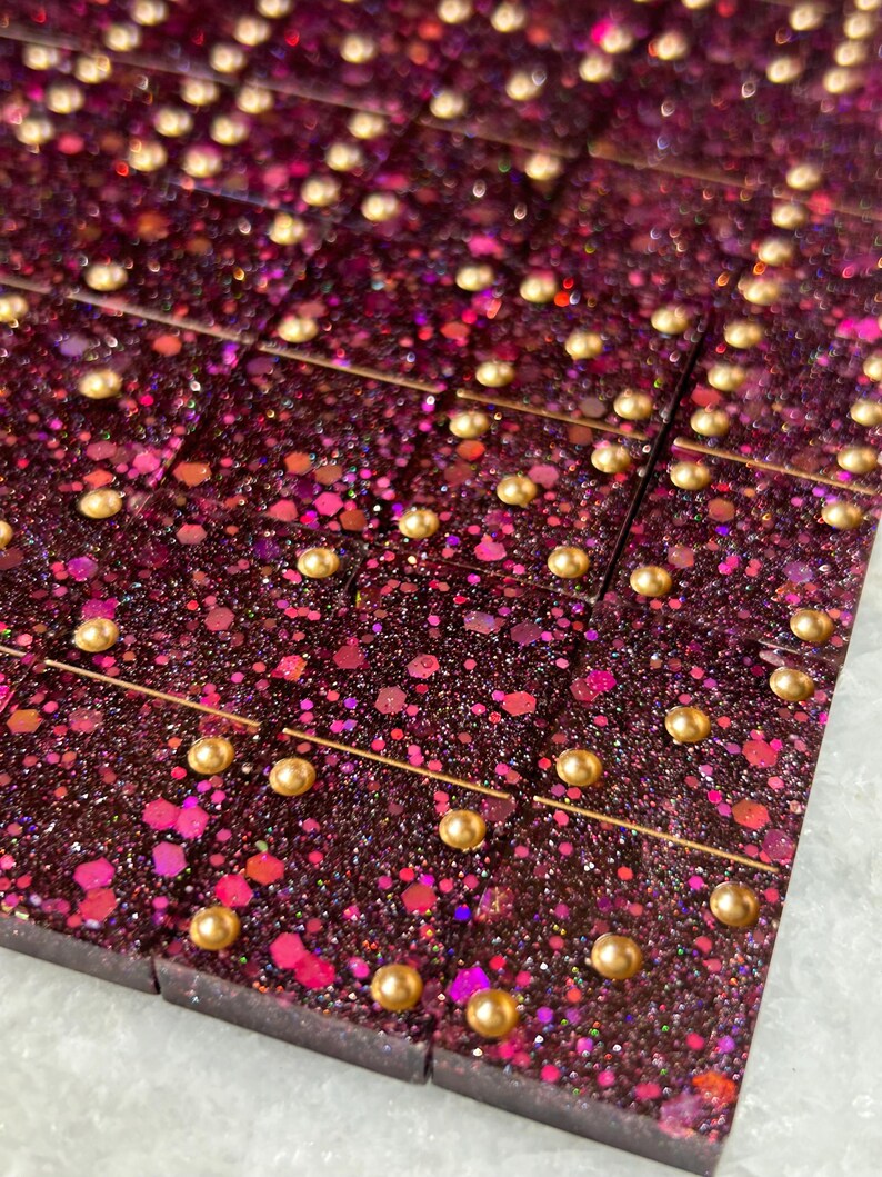 Resin Pink, Chunky Glittered Dominoes. Standard Double Six Gift Set. - Etsy