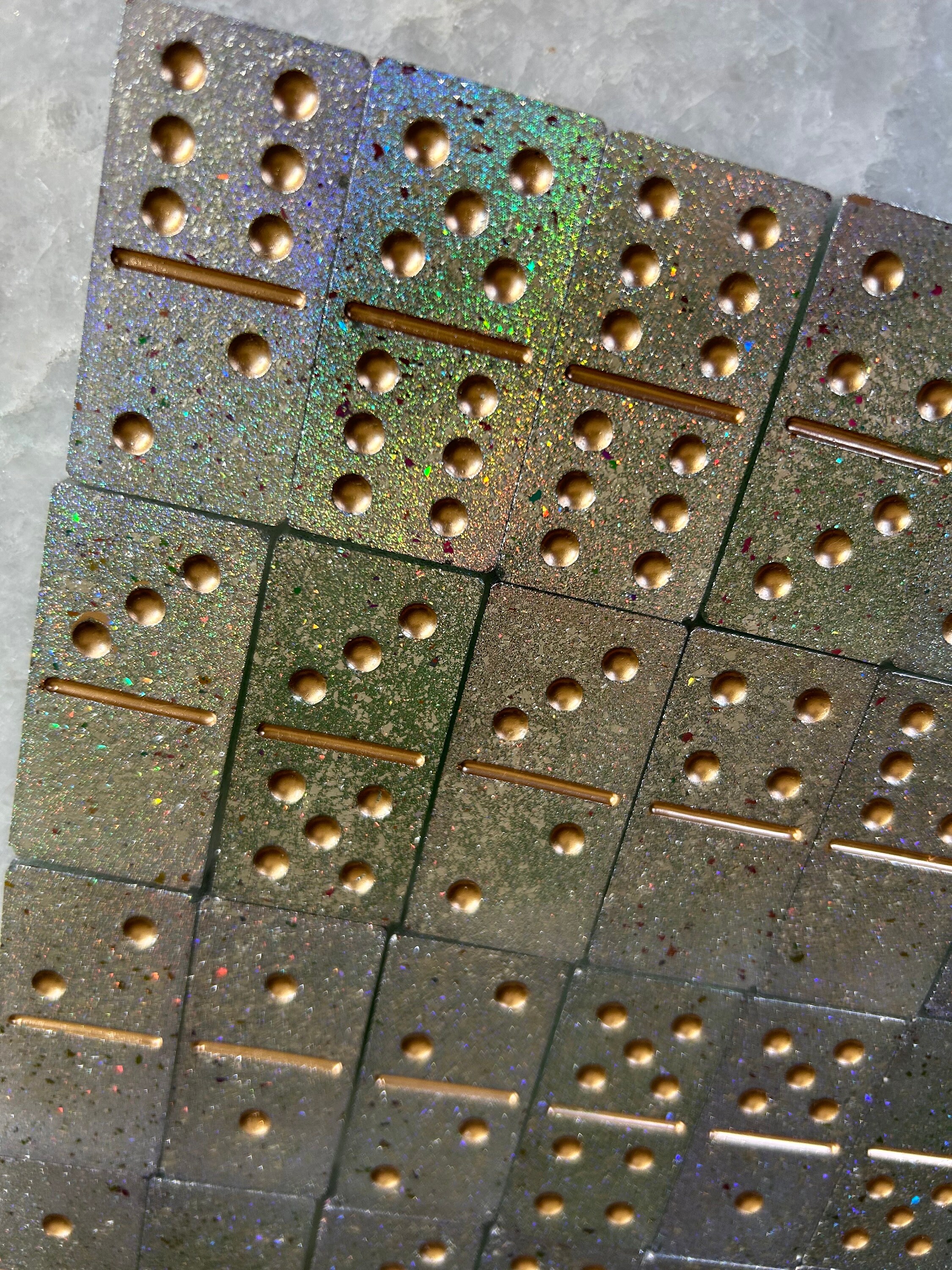 Resin Silver Translucent, Holographic Glittered Dominoes. Standard ...