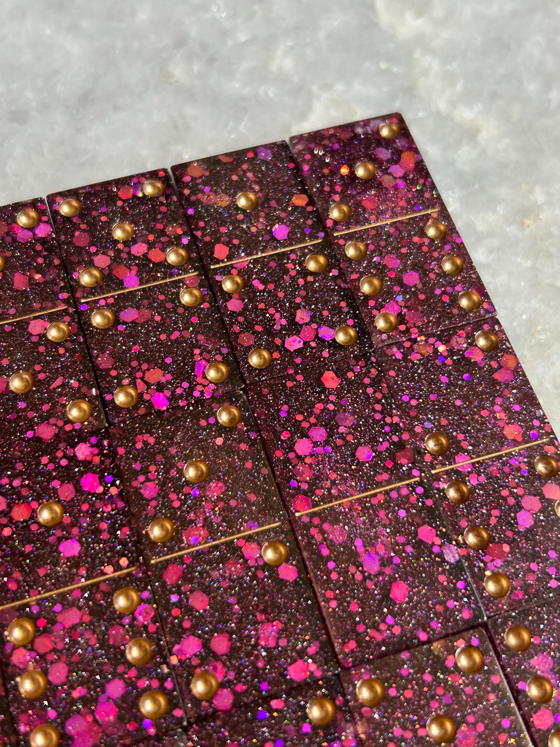 Resin Pink, Chunky Glittered Dominoes. Standard Double Six Gift Set. - Etsy