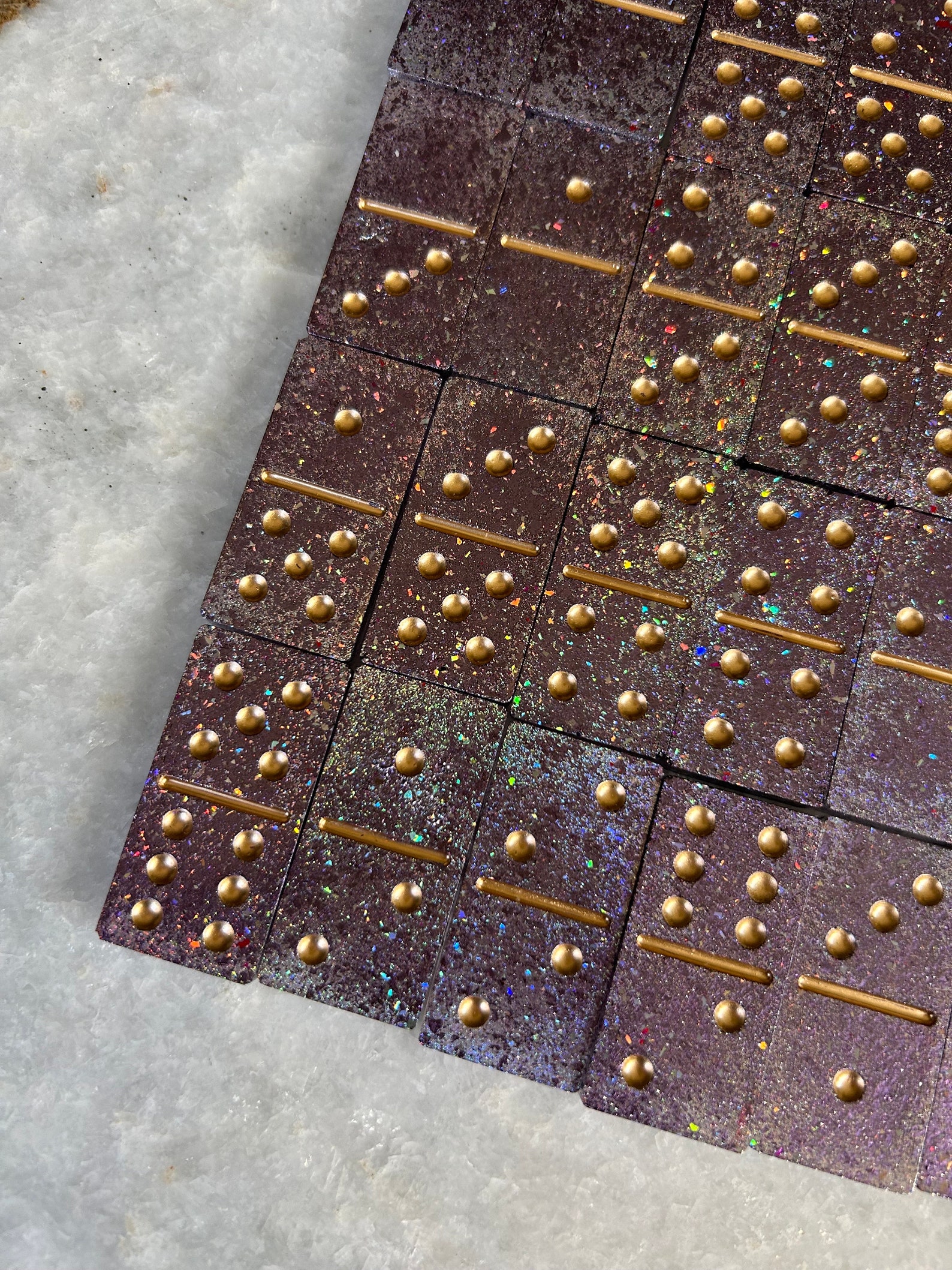 Resin Purple Translucent, Holographic Glittered Dominoes. Standard ...