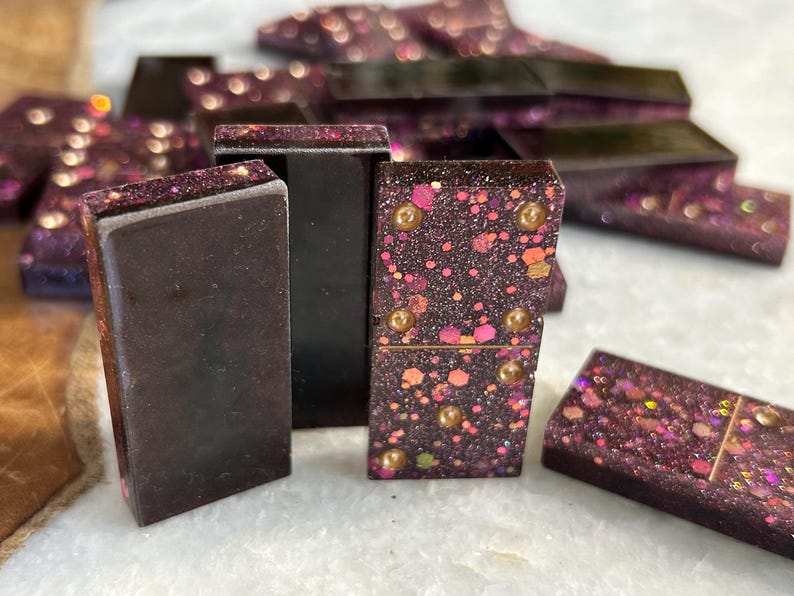 Resin Pink, Chunky Glittered Dominoes. Standard Double Six Gift Set. - Etsy