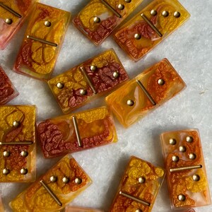 Resin Translucent Swirled Dominoes in Orange, Red, Yellow and White ...
